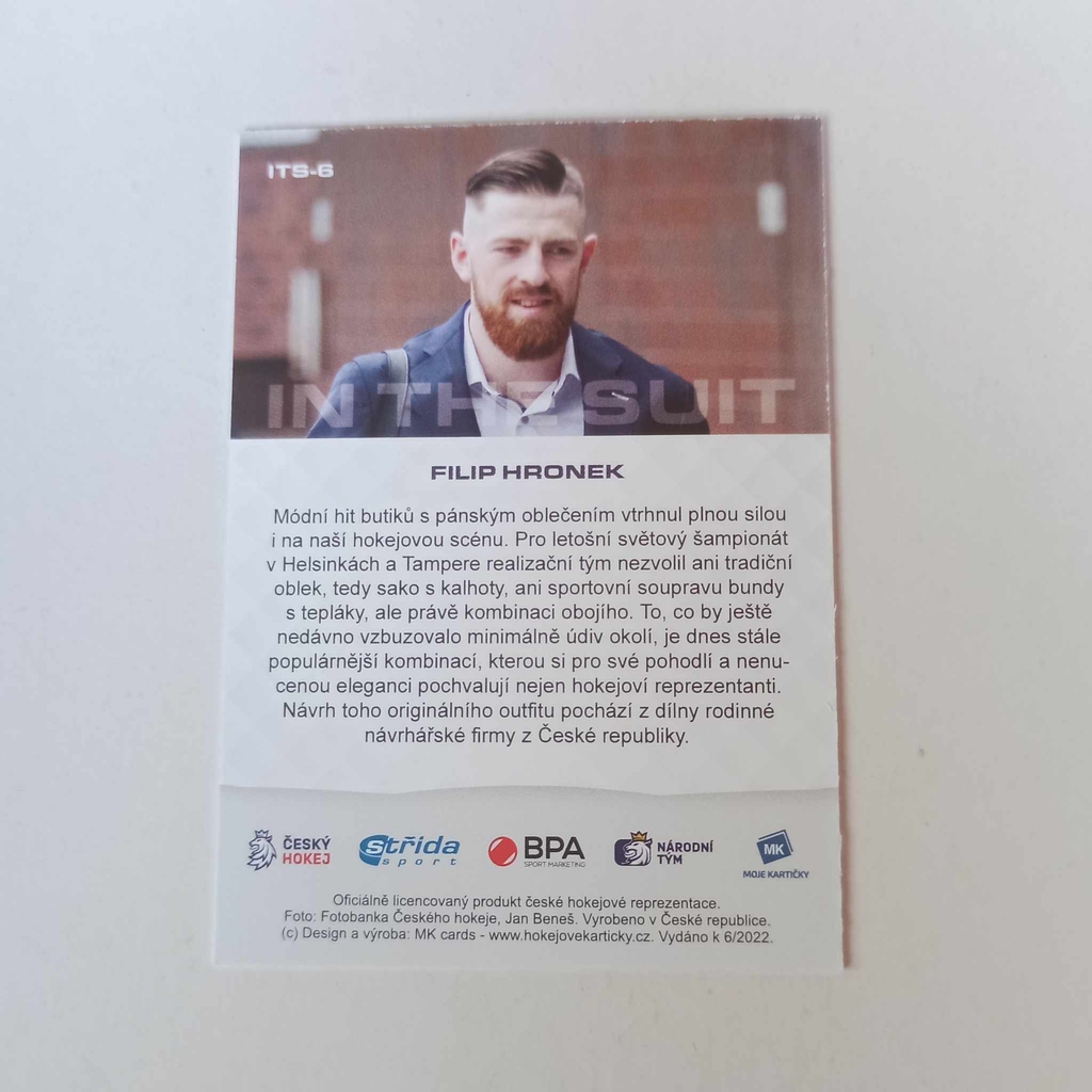 Filip Hronek 2022 MK IN THE SUIT - PROMO ražba | Hokejové kartičky