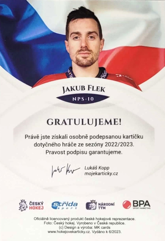 Jakub Flek 2023 MK NPS bez podpisu PROMO ražba | Hokejové kartičky ...