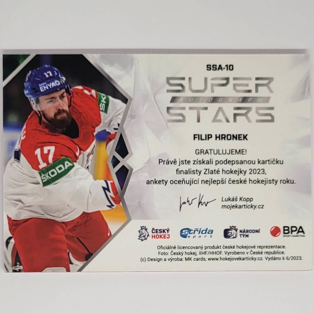 Filip Hronek 2022/23 MK Super Stars Auto Silver PROMO | Hokejové ...