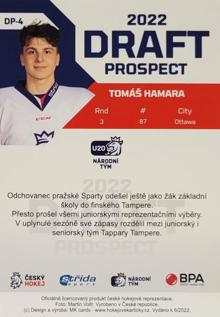 Tomáš Hamara 2022 MK DRAFT PROSPECT 2022 - PROMO ražba | Hokejové ...