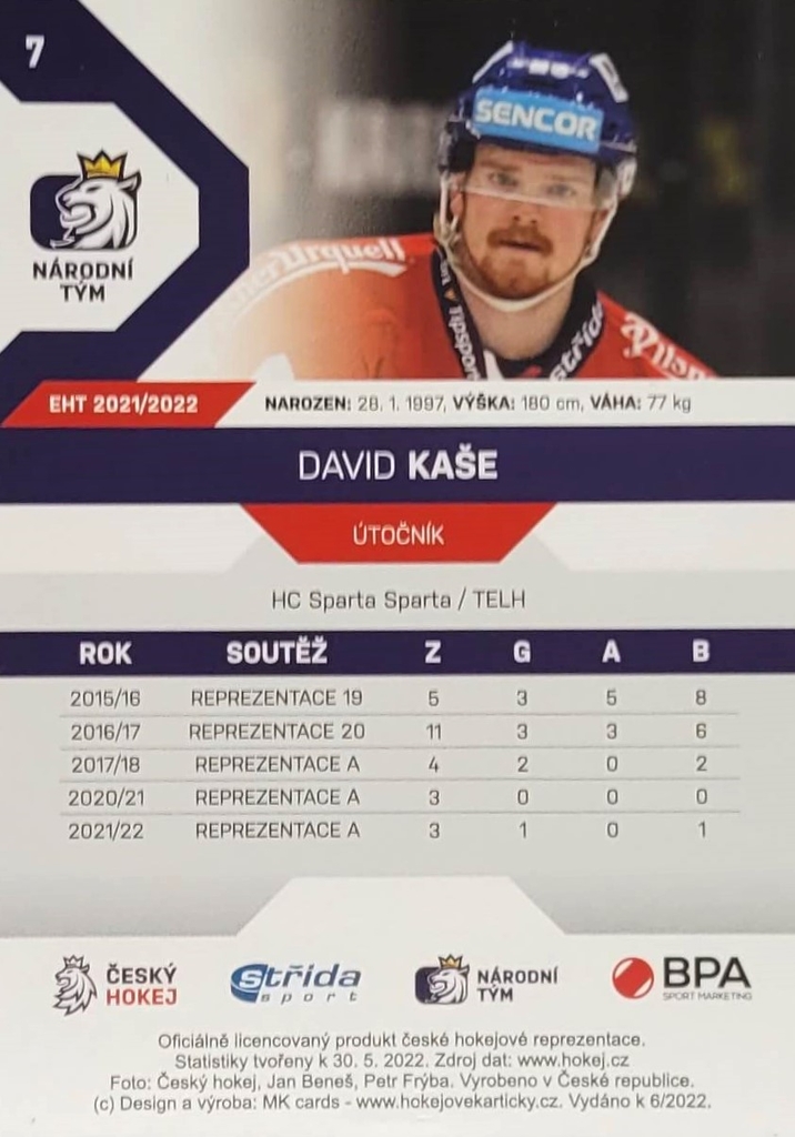 David Kaše 2021/22 MK PROMO | Hokejové kartičky | Hokejové album | Prodejna