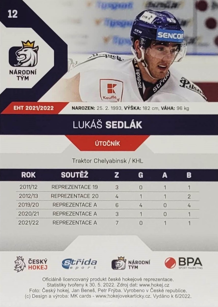 Lukáš Sedlák 2021/22 MK PROMO | Hokejové kartičky | Hokejové album ...