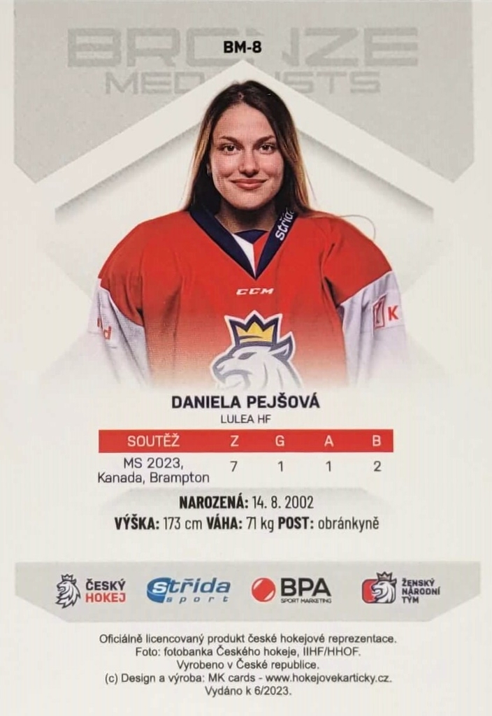 Daniela Pejšová 2022/23 MK Bronze Medalists Woman PROMO ražba | Hokejové kartičky | Hokejové ...