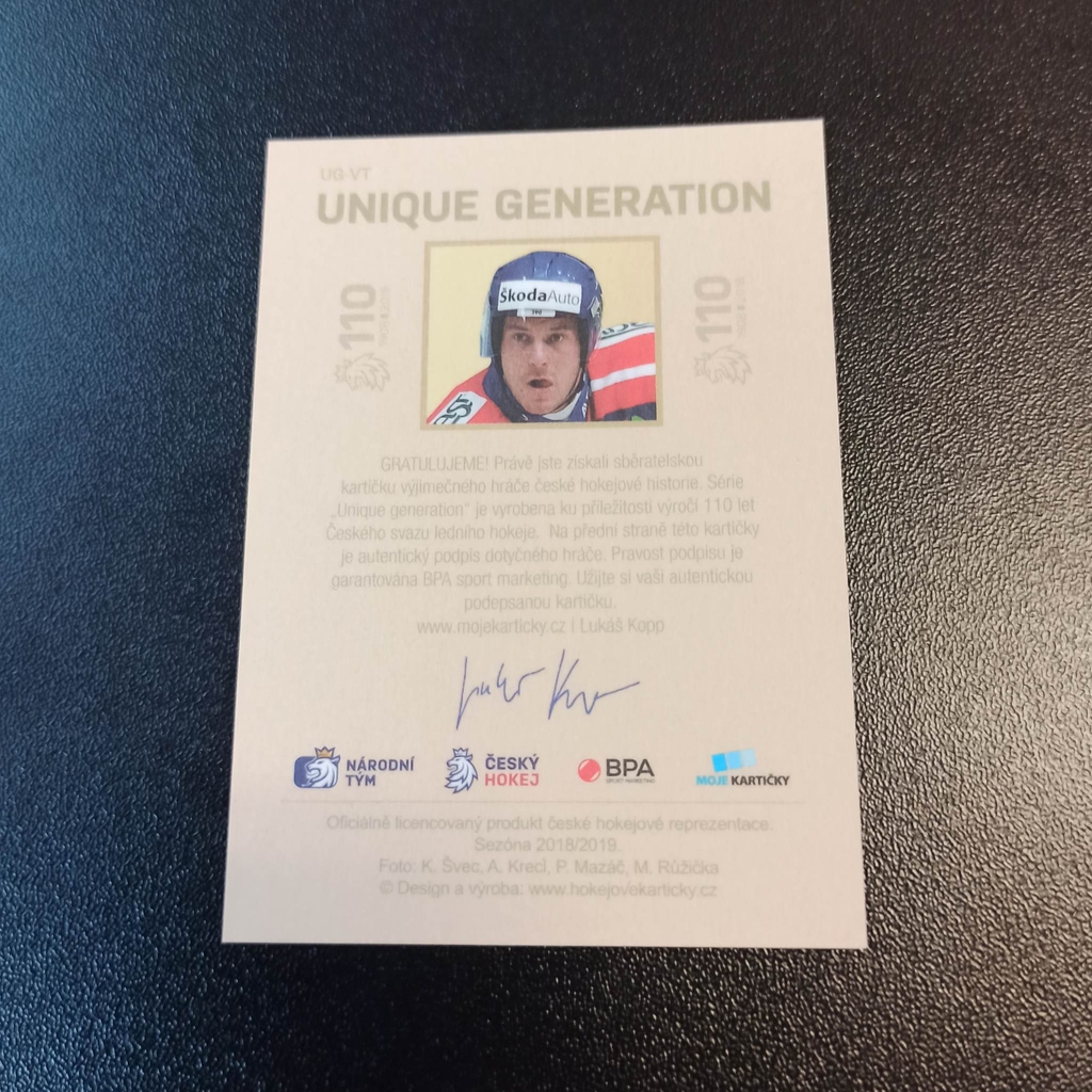 Tomáš Vlasák Unique Generation 2019 bez podpisu PROMO ražba | Hokejové ...